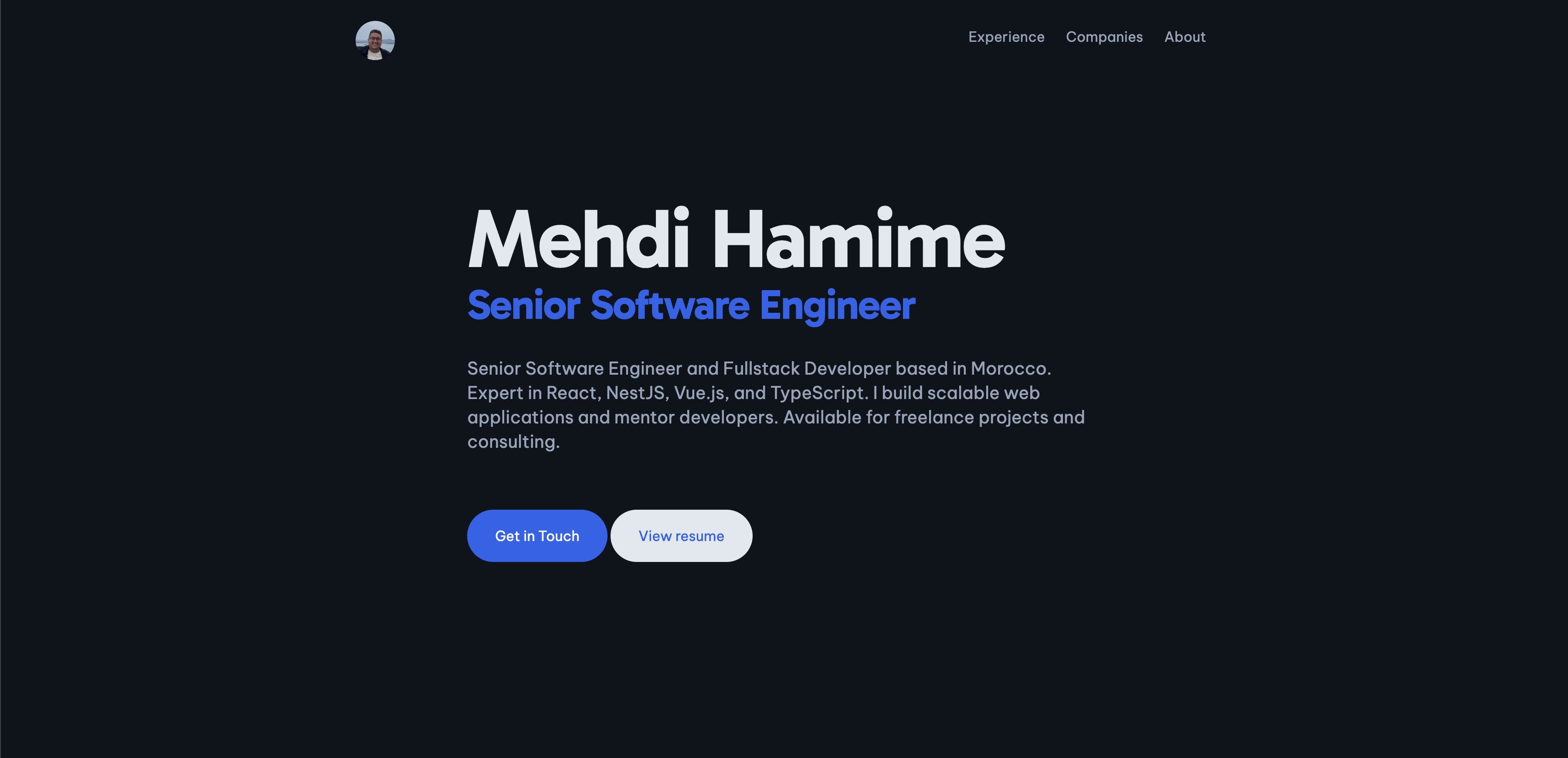 Mehdi Hamime - Senior Software Engineer | React & NestJS Expert Morocco